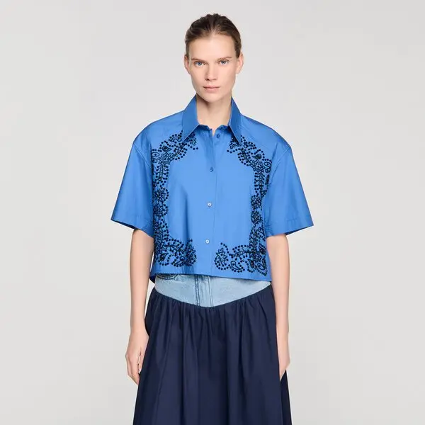 Sandro Embroidered And Beaded Shirt