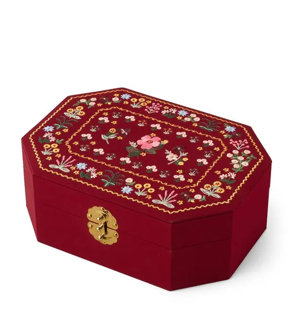 RIFLE PAPER CO. Embroidered Gemma Jewellery Box - Red