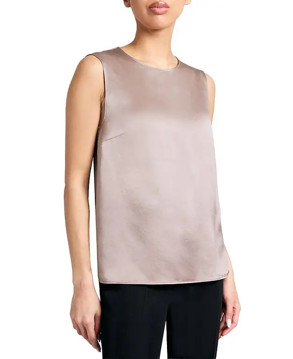 Santorelli Demi Silk Charmeuse Sleeveless Top - Dusty Mauve