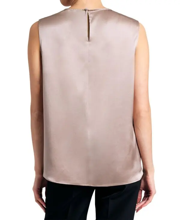 Santorelli Demi Silk Charmeuse Sleeveless Top - Dusty Mauve