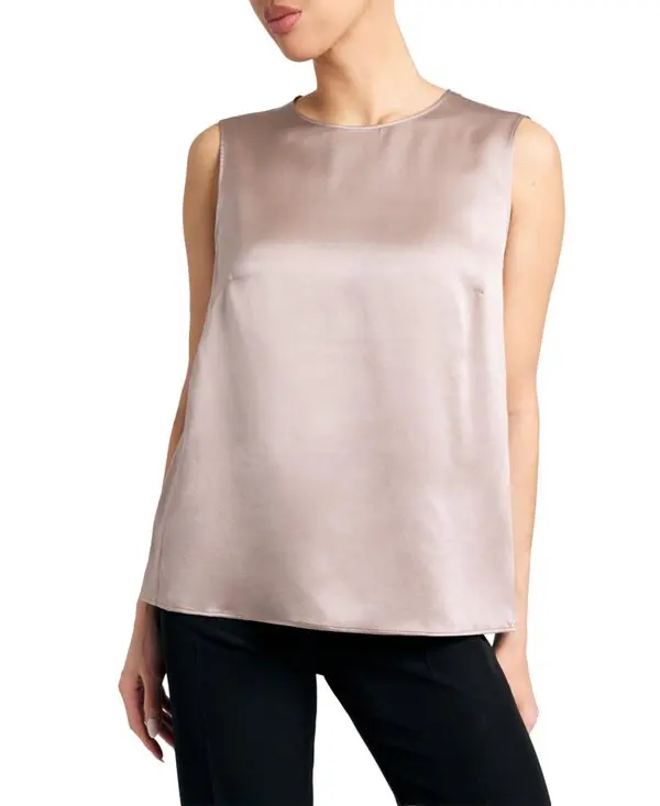 Santorelli Demi Silk Charmeuse Sleeveless Top - Dusty Mauve