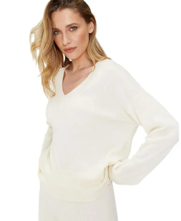 Chinti & Parker V-neck Slouchy Lightweight Sweater - Cream