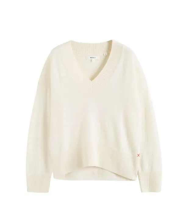 Chinti & Parker V-neck Slouchy Lightweight Sweater - Cream