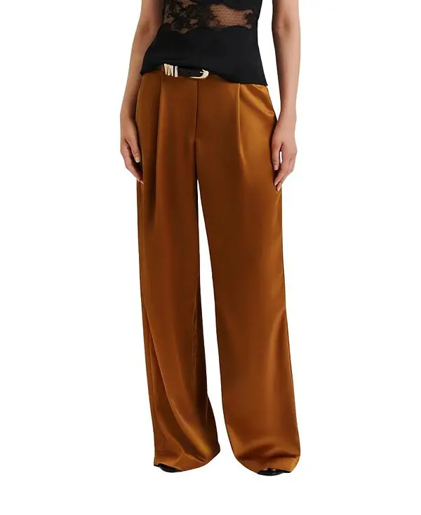 MALINA Sarah Elastic Waist Satin Pants - Amber