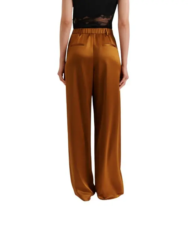 MALINA Sarah Elastic Waist Satin Pants - Amber