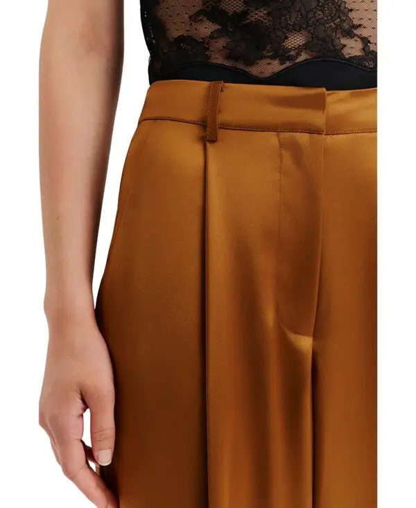 MALINA Sarah Elastic Waist Satin Pants - Amber