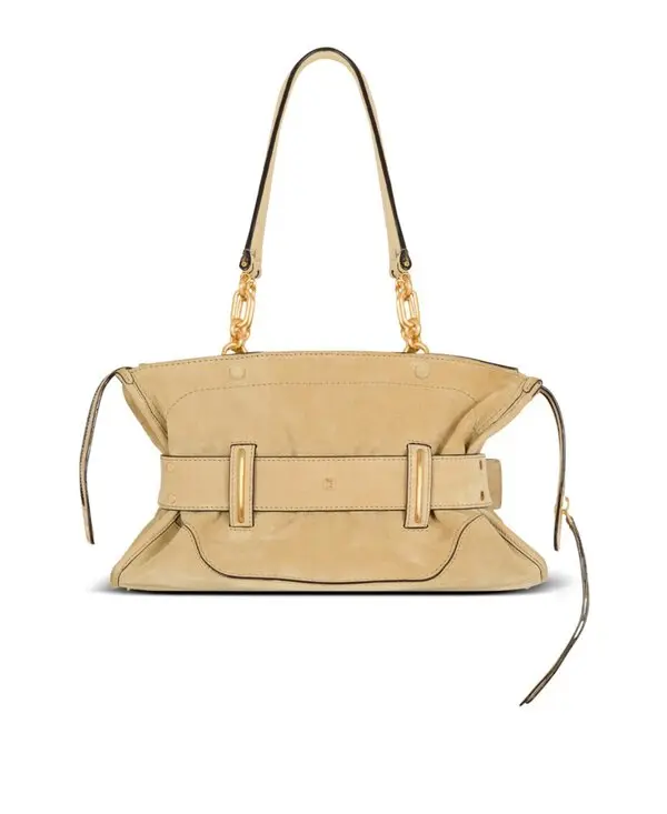 Balmain Suede Anthem Bag - Beige