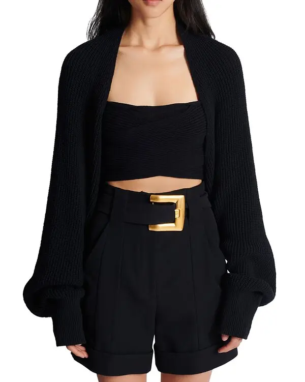 Balmain Ribbed Knit Bolero Cardigan - Black