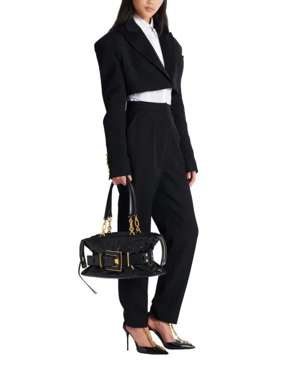 Balmain Calfskin Leather Anthem Bag - Black