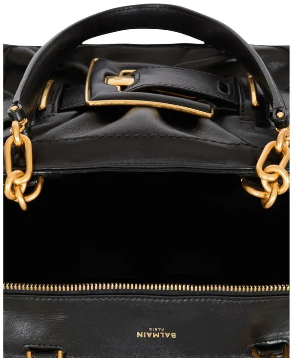 Balmain Calfskin Leather Anthem Bag - Black