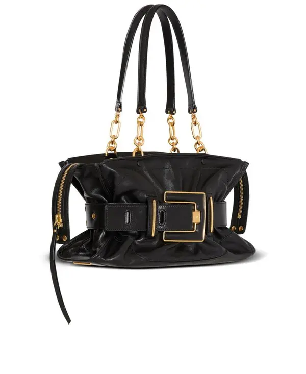 Balmain Calfskin Leather Anthem Bag - Black