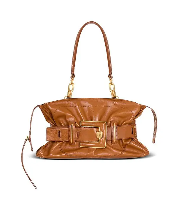 Balmain Calfskin Leather Anthem Bag - Brown