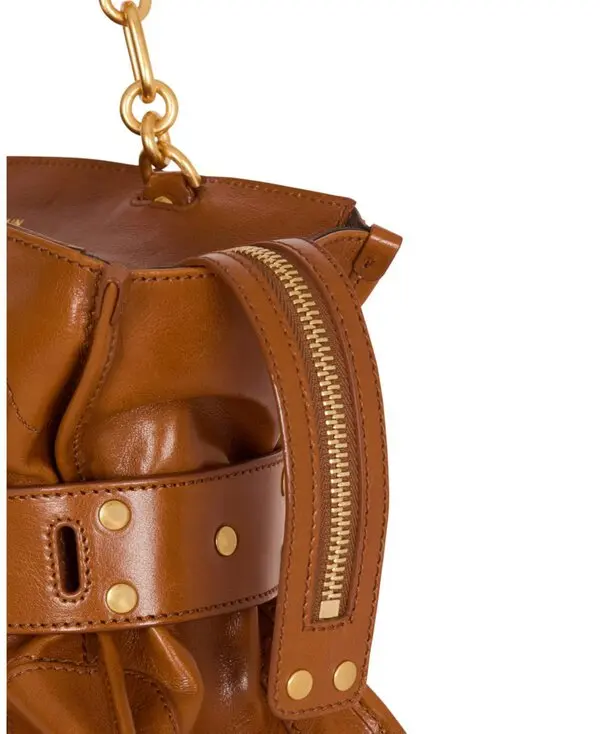 Balmain Calfskin Leather Anthem Bag - Brown