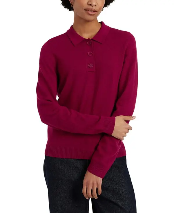 Chinti & Parker Wool Cashmere Polo Sweater - Cherry