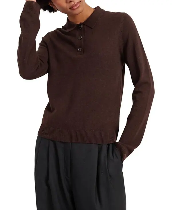 Chinti & Parker Wool Cashmere Polo Sweater - Chocolate