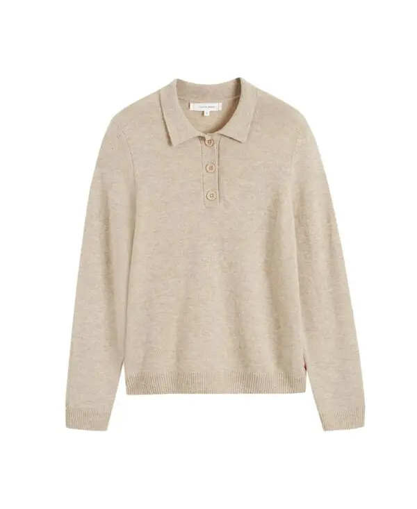 Chinti & Parker Wool Cashmere Polo Sweater - Soft Oat