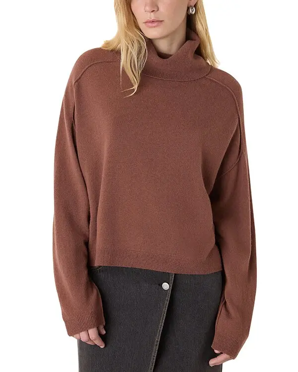 Whistles Wool Cowl Neck Knit Sweater - Brown