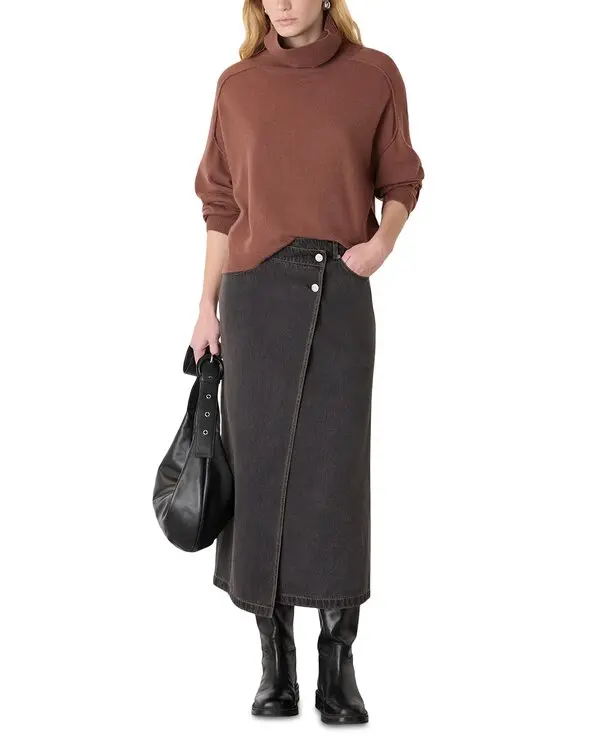 Whistles Wool Cowl Neck Knit Sweater - Brown