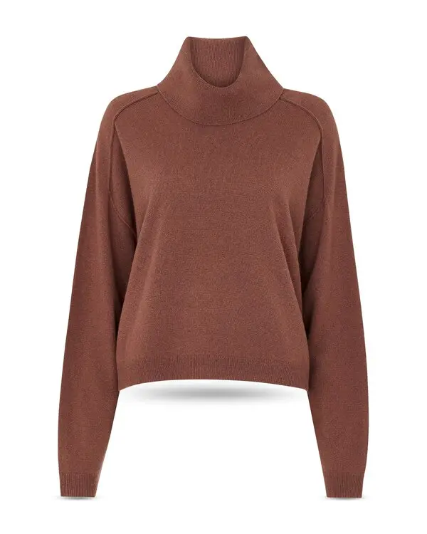 Whistles Wool Cowl Neck Knit Sweater - Brown