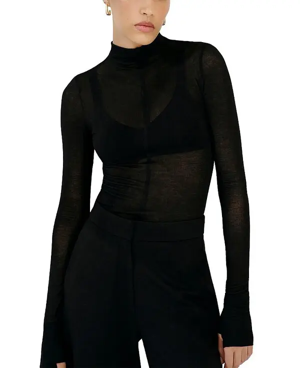 MARCELLA Alicia Sheer Turtleneck Top