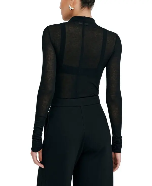 MARCELLA Alicia Sheer Turtleneck Top
