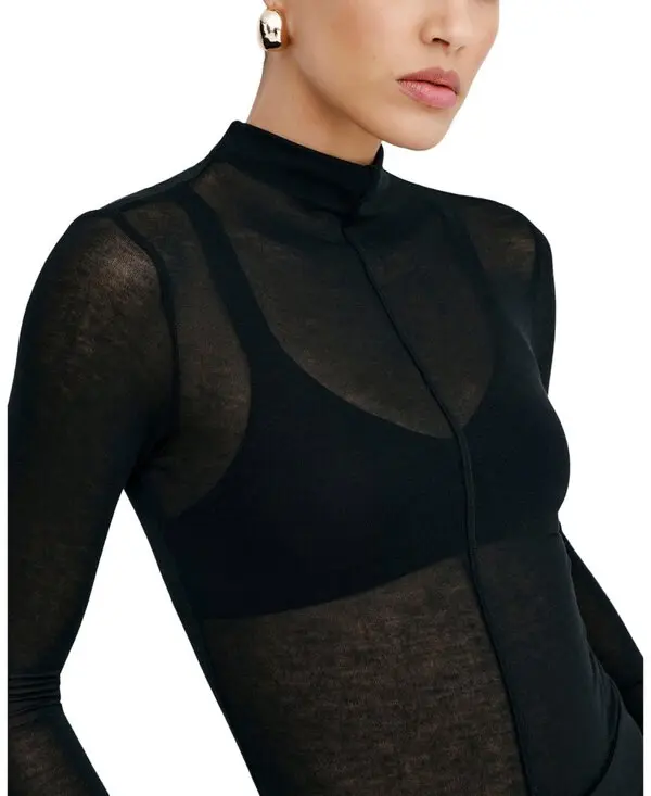 MARCELLA Alicia Sheer Turtleneck Top