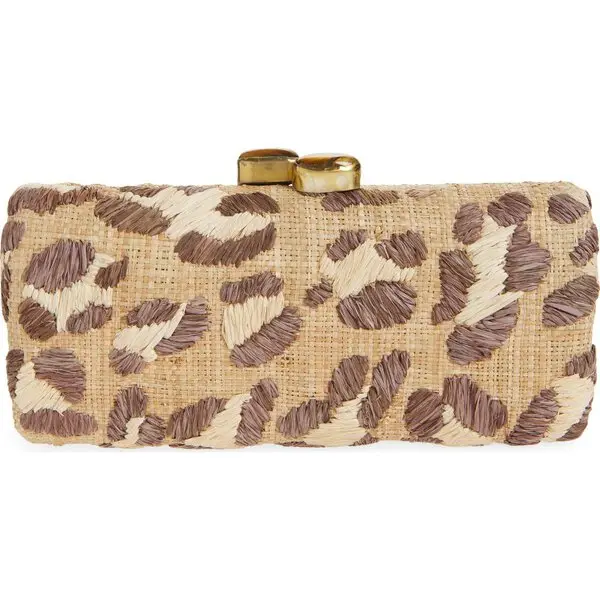 Pamela Munson Spotted Raffia Clutch