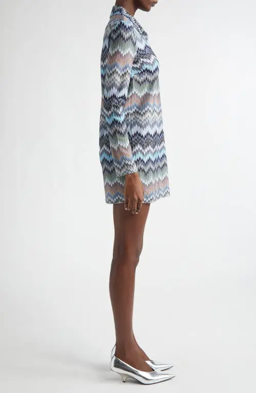 Missoni Snakeskin Pattern Chevron Long Sleeve Polo Minidress