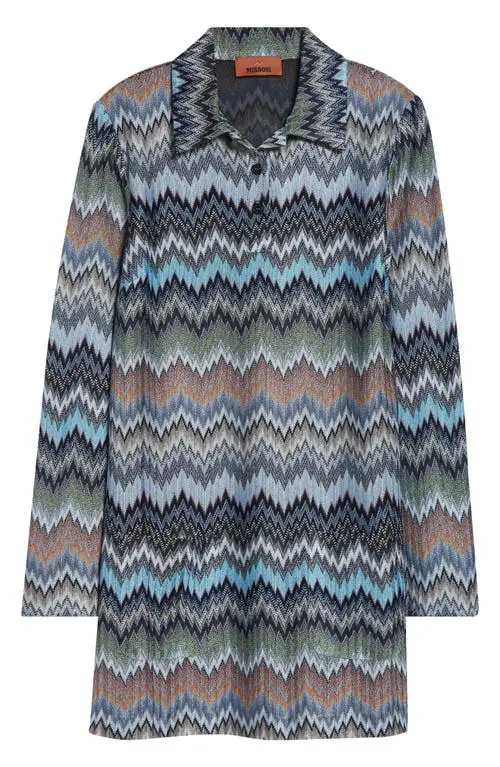 Missoni Snakeskin Pattern Chevron Long Sleeve Polo Minidress
