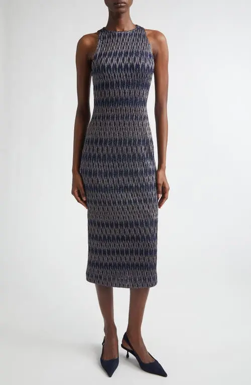 Missoni 3d Diamond Pattern Lamé Midi Dress