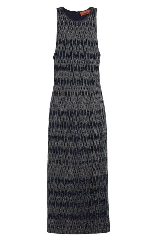 Missoni 3d Diamond Pattern Lamé Midi Dress