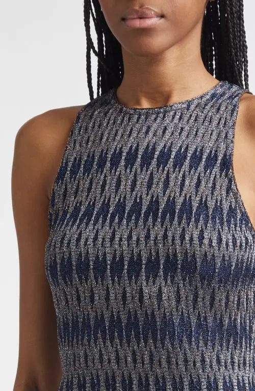 Missoni 3d Diamond Pattern Lamé Midi Dress