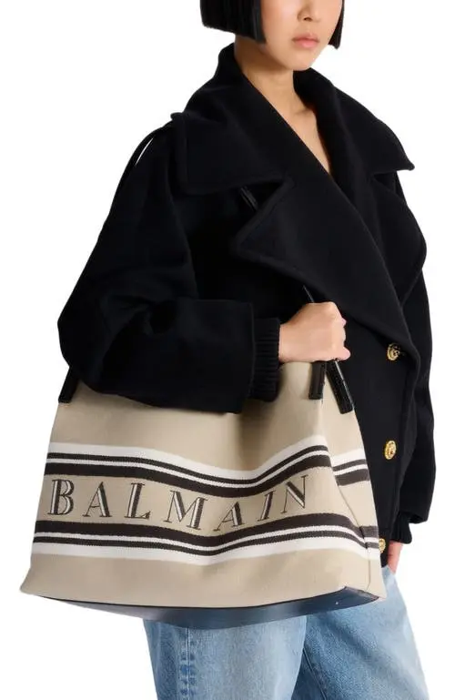 Balmain Medium Release Shopper Bag - Beige