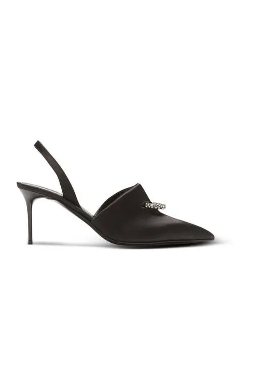 Balmain Satin Slingbacks With Piercing