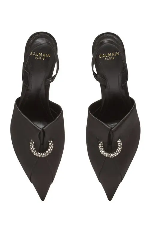 Balmain Satin Slingbacks With Piercing