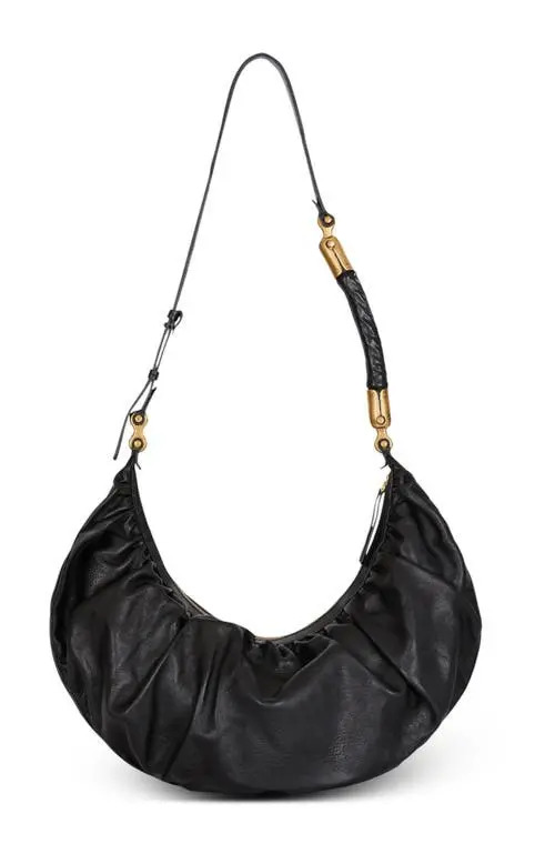 Balmain Ebène Hobo Bag In Calfskin Leather - Black