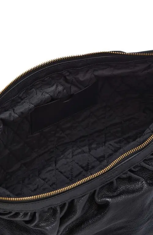 Balmain Ebène Hobo Bag In Calfskin Leather - Black