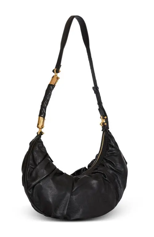 Balmain Ebène Hobo Bag In Calfskin Leather - Black