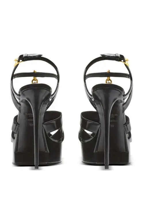 Balmain Patent Lambskin Platform Stiletto Sandals - Black