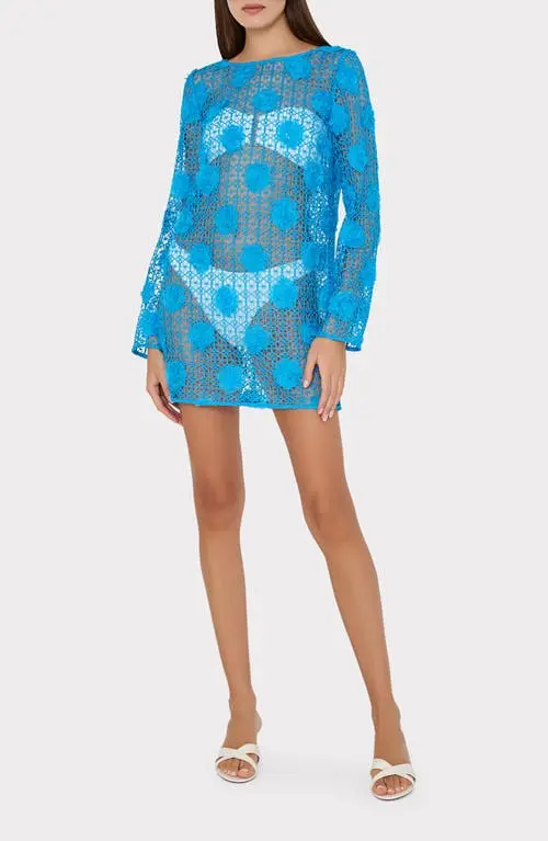 MILLY 3d Knit Mesh Cover-up Dress - Blue