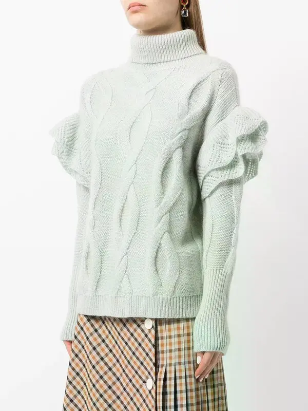 ONEFIFTEEN X Beyond The Radar Cable Knit Jumper With Ruffled Detailing