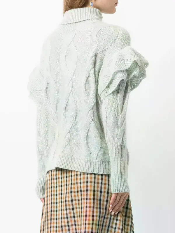 ONEFIFTEEN X Beyond The Radar Cable Knit Jumper With Ruffled Detailing