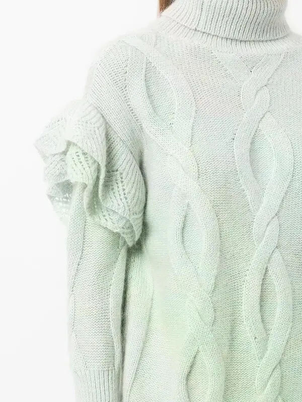 ONEFIFTEEN X Beyond The Radar Cable Knit Jumper With Ruffled Detailing