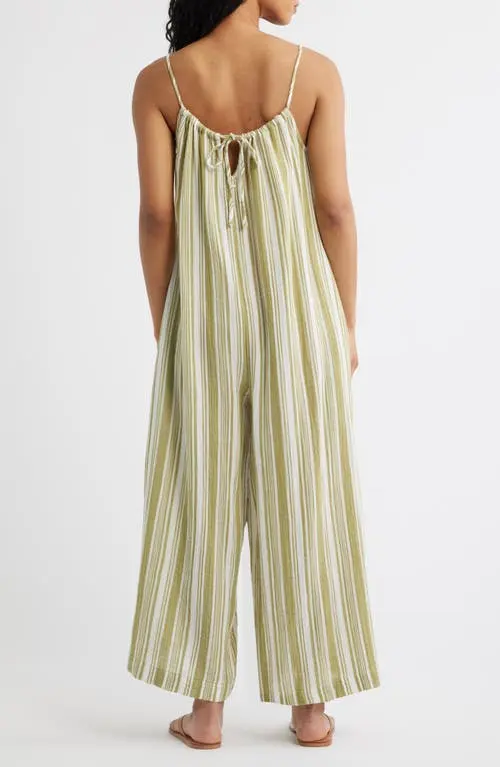 Rip Curl Striped Wide Leg Jumpsuit - Olive