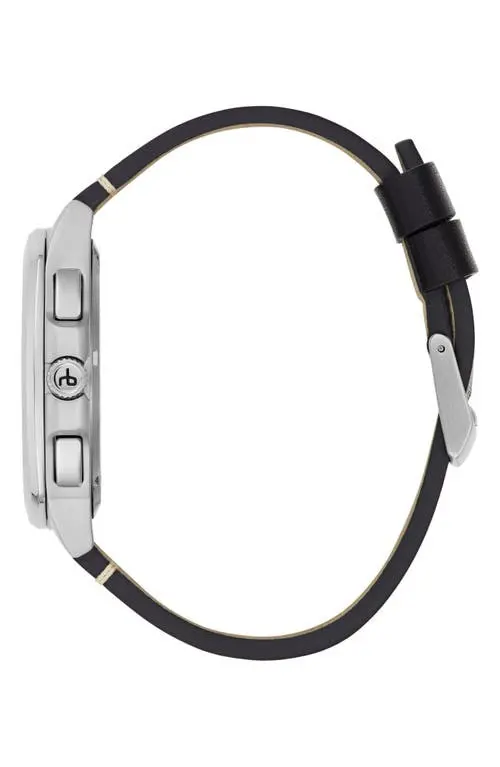 Rag & Bone Bleeker Chronograph Leather Strap Watch - Black