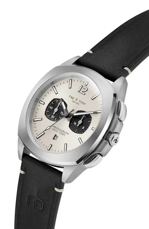 Rag & Bone Bleeker Chronograph Leather Strap Watch - Black