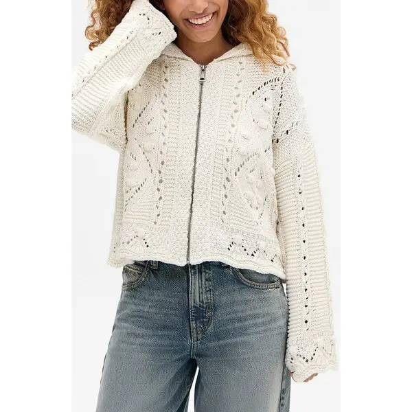 BDG URBAN OUTFITTERS Crochet Zip-front Hoodie