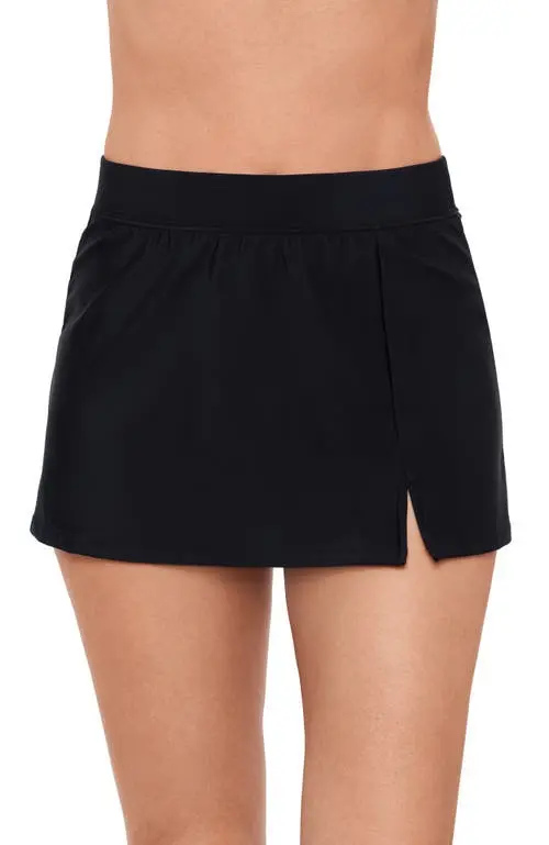 AQUA GREEN Skirted Swimsuit Bottom With Slit - Black