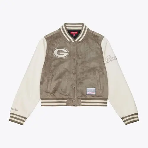 Mitchell & Ness Green Bay Packers Full-snap Varsity Jacket - Tan