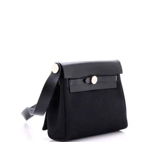 Hermès Herbag Zip Toile And Leather 20 - Black